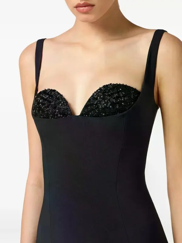 Elisabetta Franchi Crêpe Bead-embellished Midi Dress