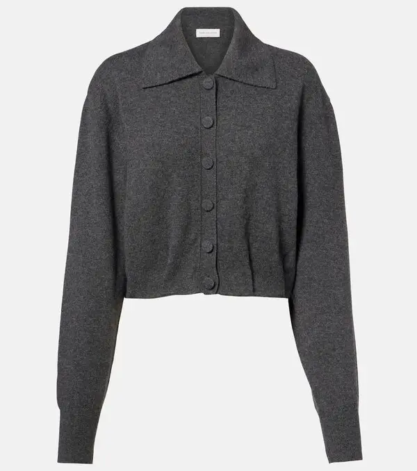 Dries Van Noten Cashmere Polo Collar Cardigan - Grey
