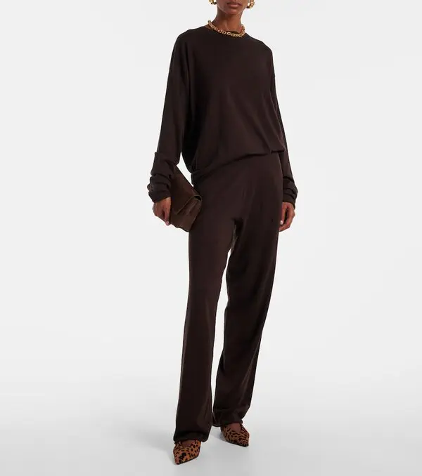 Extreme Cashmere N°353 Relaxed Cotton-blend Straight Pants In Dark - Brown