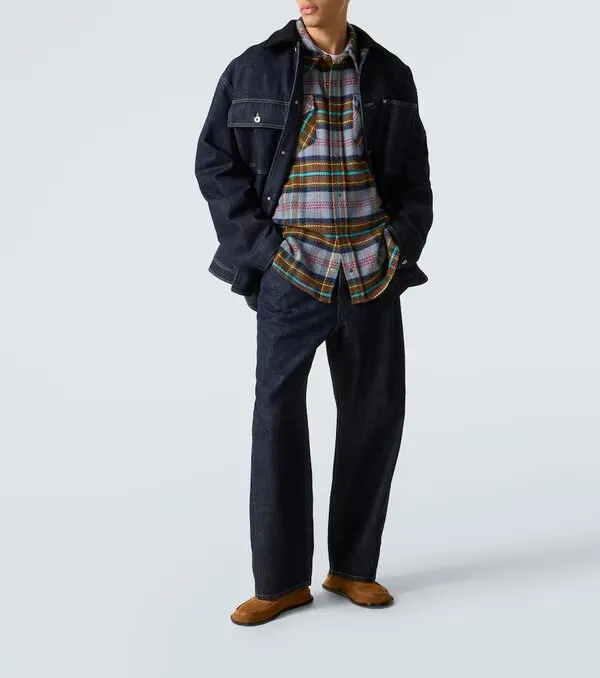 GOD'S TRUE CASHMERE Plaid Cashmere Shirt With Lapis Lazuli - Multicoloured