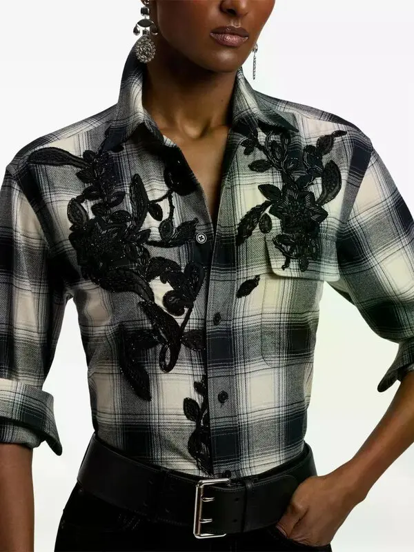 Ralph Lauren Checked Beaded-embroidery Shirt
