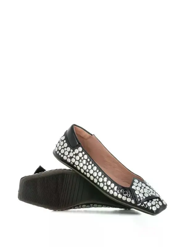 DOVE NUOTANO GLI SQUALI Stud-embellished Square-toe Ballet Flats - Black