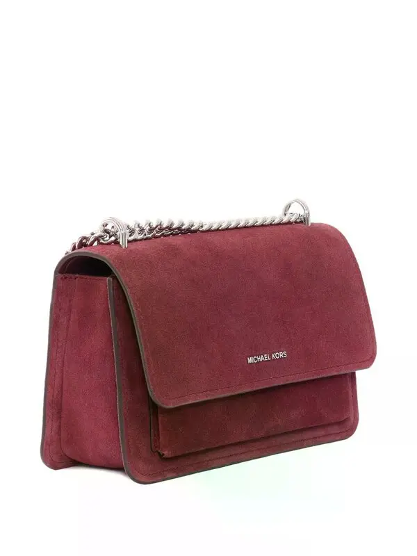 Michael Kors Suede Shoulder Bag With Chain Strap - Red