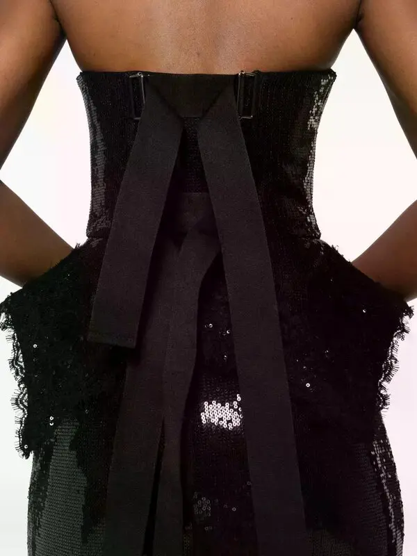 NISSA Sequin Embellished Strapless Peplum Top