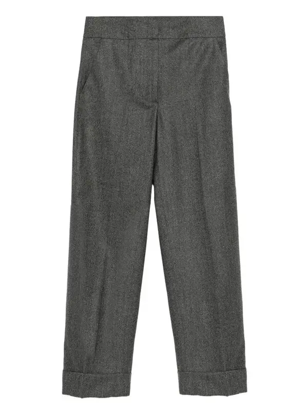 Peserico Pressed-crease Wool Blend Trousers - Grey
