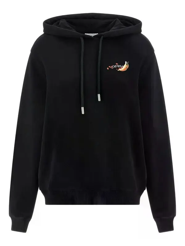Off-White Cotton Fruits Arrow Hoodie - Black