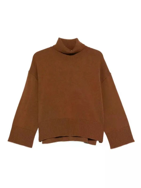 PUROTATTO Turtleneck Wide-sleeve Sweater - Brown