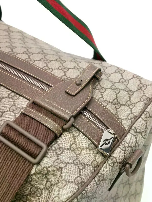 Gucci Gg Supreme Canvas Duffle Bag With Web Stripe