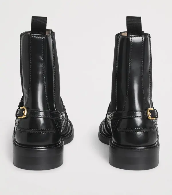 Sandro Leather Buckled Chelsea Boots