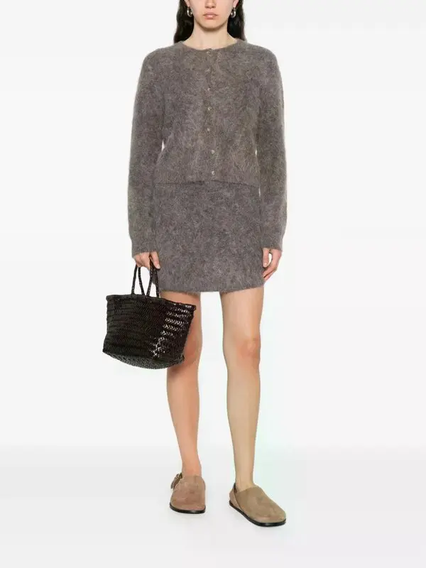Soft Goat Woven Midi Skirt - Grey