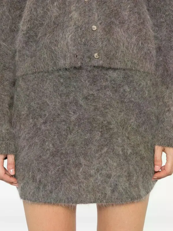 Soft Goat Woven Midi Skirt - Grey