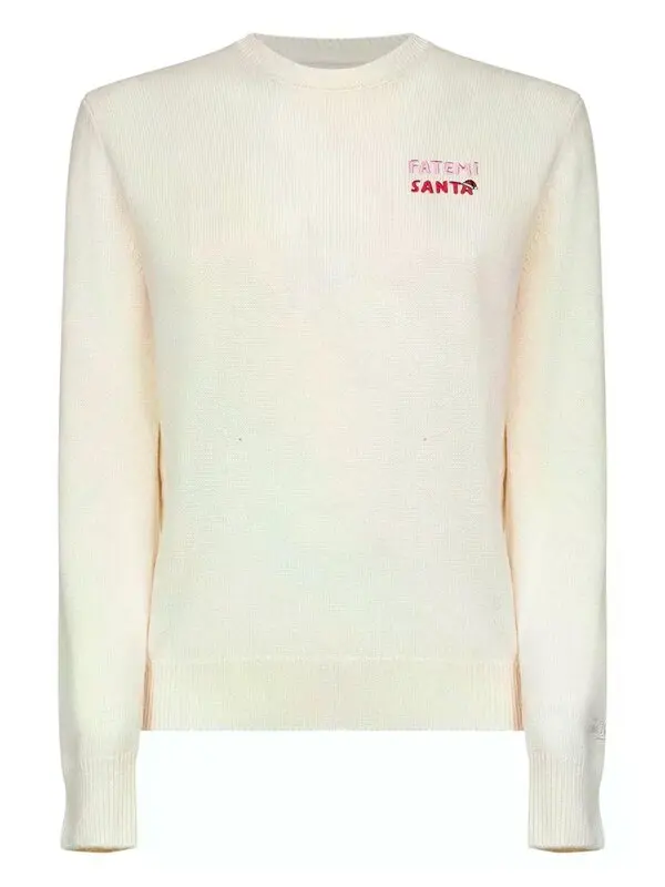 MC2 SAINT BARTH Logo-embroidered Crew Neck Sweater - Neutrals