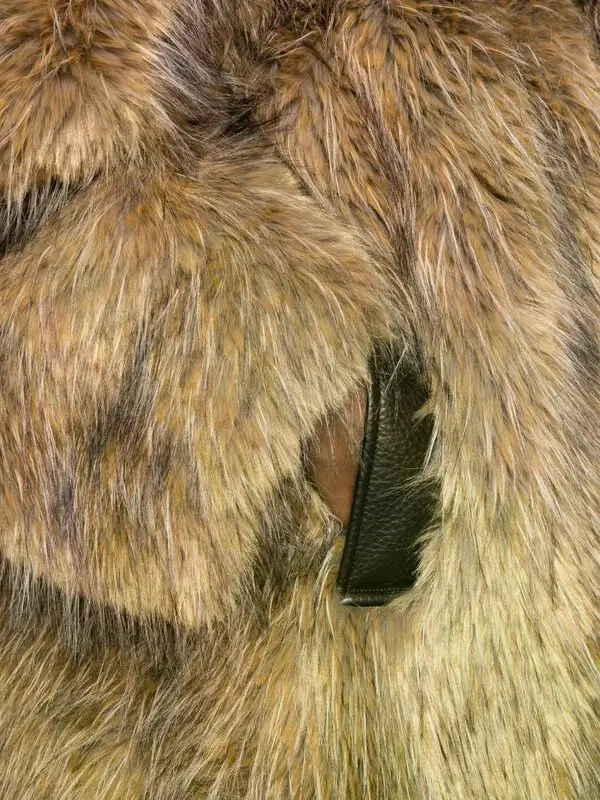 GANNI Mid-length Faux Fur Coat With Notched Lapels