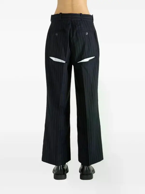 LATE FOR WORK Pinstriped Pleated Trousers