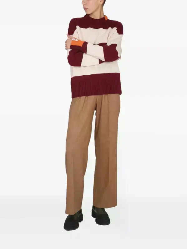 RIGHT FOR Striped Mock Neck Jumper - Red