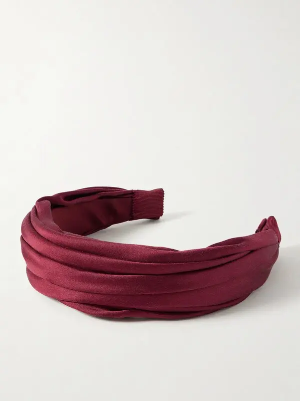 JENNIFER BEHR Sabrina Ruched Satin Headband - Red