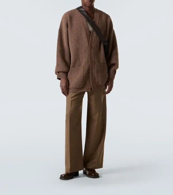 LEMAIRE Oversized Ribbed-knit Wool Cardigan In Hazelnut Melange