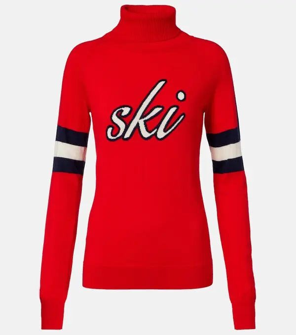 Perfect Moment Merino Wool Ski Turtleneck Sweater - Red