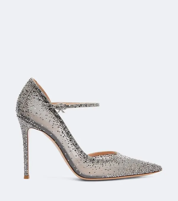 GIANVITO ROSSI Rania 105 Embellished Mary Jane Pumps - Silver