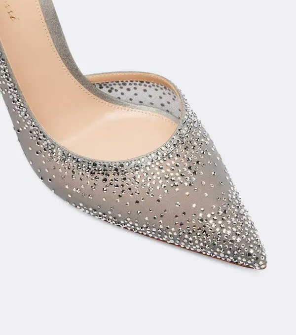 GIANVITO ROSSI Rania 105 Embellished Mary Jane Pumps - Silver