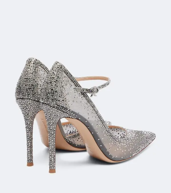 GIANVITO ROSSI Rania 105 Embellished Mary Jane Pumps - Silver