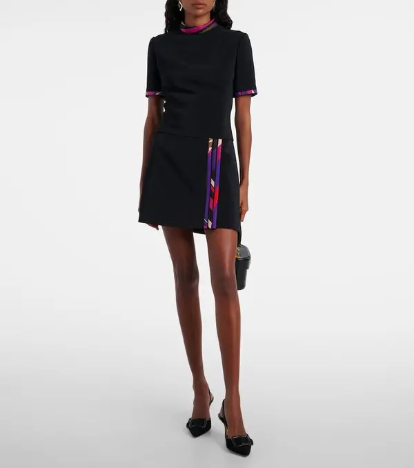 Emilio Pucci Printed Silk-trimmed Cady Mini Dress
