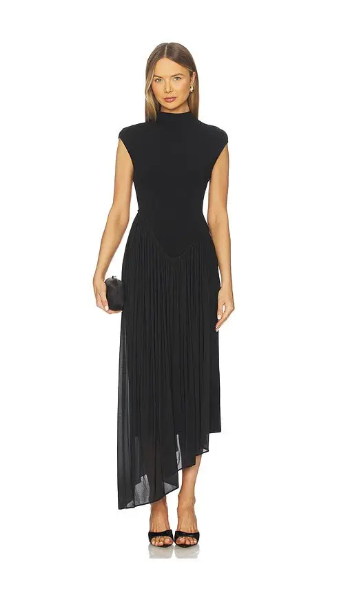 ET OCHS Francis Knit Combo Midi Dress In . Also - Black
