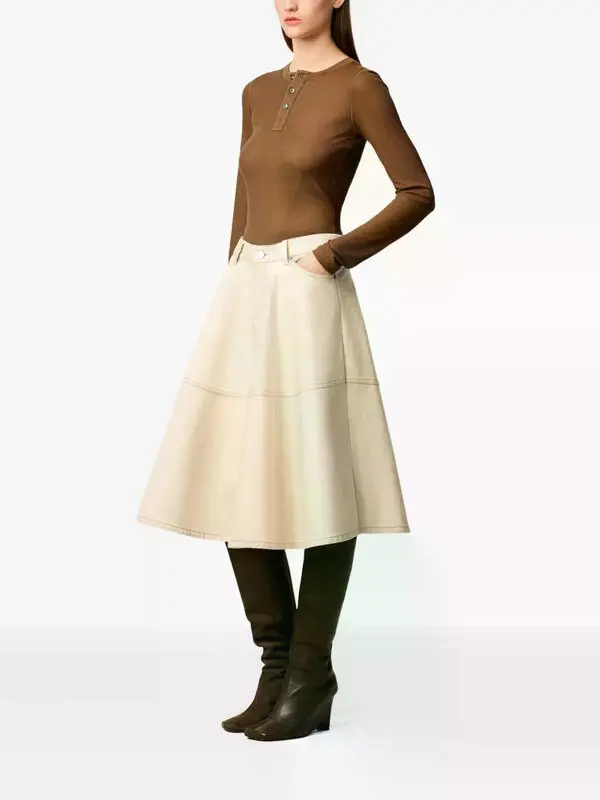 AMI Paris Button-fastening Cotton Midi Skirt