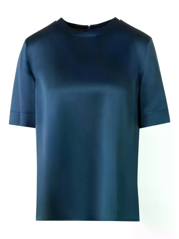 Akris Short Sleeve Round Neck Top - Blue