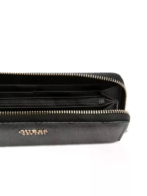 Guess Large Vikky Patterned Leather Wallet - Black
