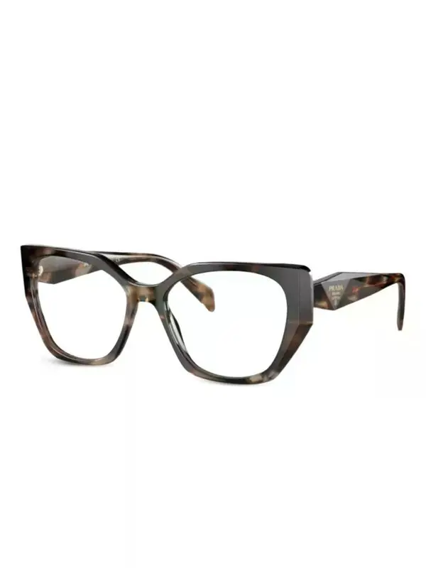 Prada Geometric Frame Acetate Glasses - Brown