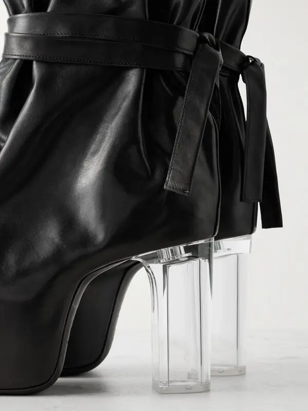 Rick Owens Tied Taco Kiss Leather Ankle Boots