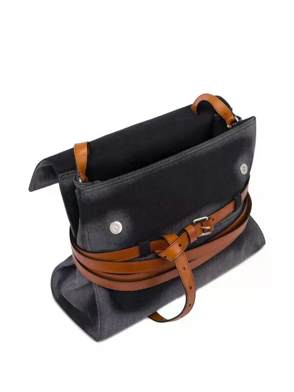 Moschino Leather-trimmed Denim Shoulder Bag