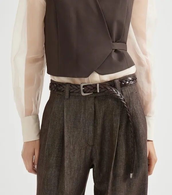 Brunello Cucinelli Calf Leather Braided Belt