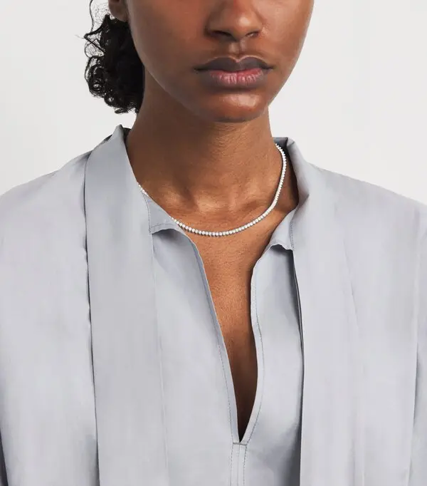 Harrods Diamond Tennis Necklace - White