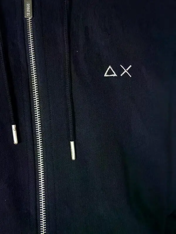 SUN 68 Zip-up Hoodie With Embroidered Detail And Elbow Patches