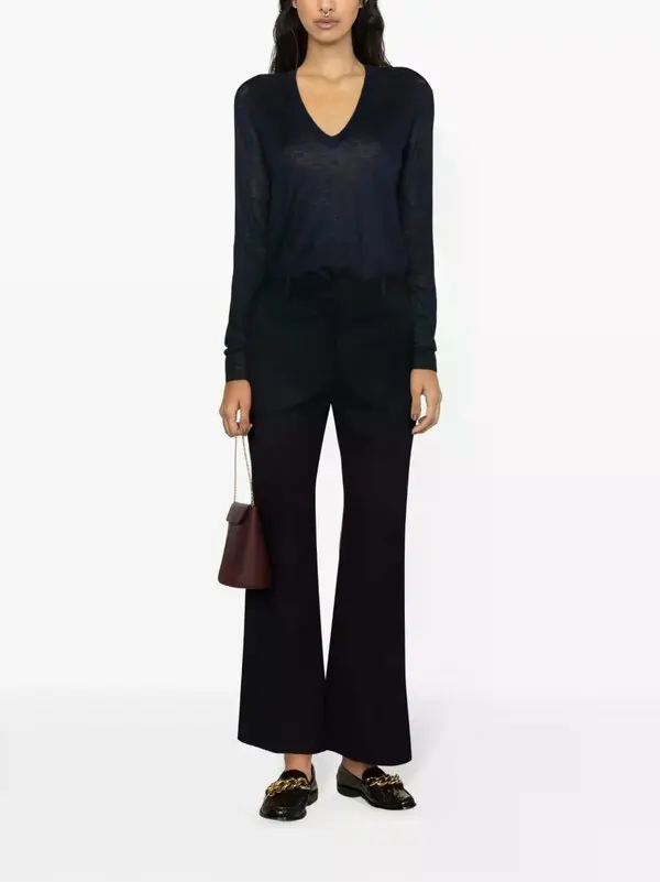 JOSEPH Tafira Mid-rise Flared Trousers - Blue