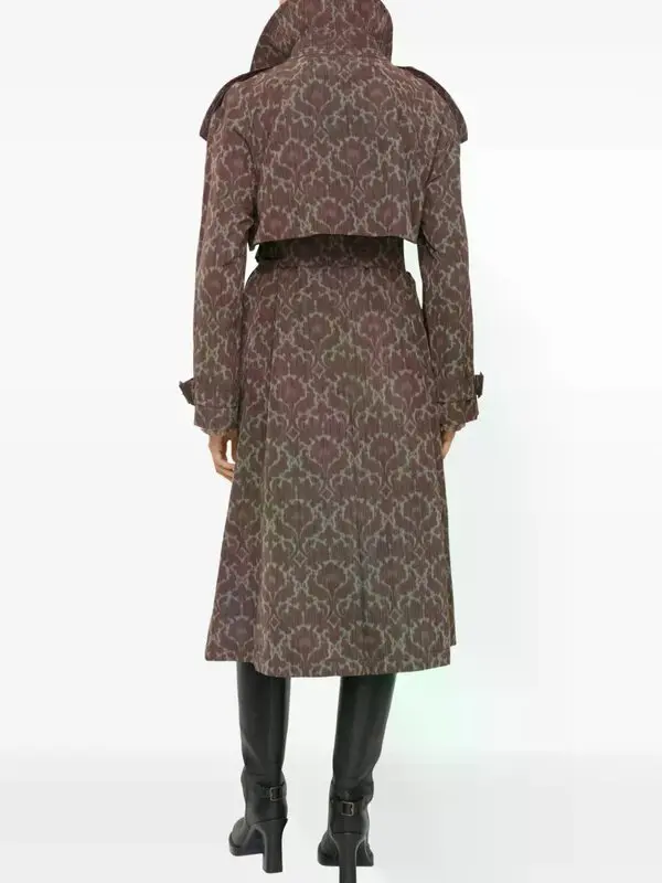 Burberry Long Baroque Print Viscose Blend Trench Coat