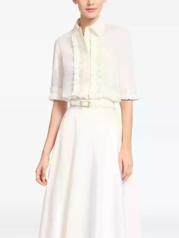 Elie Saab Pleated Ruffle Trim Button Fastening Shirt