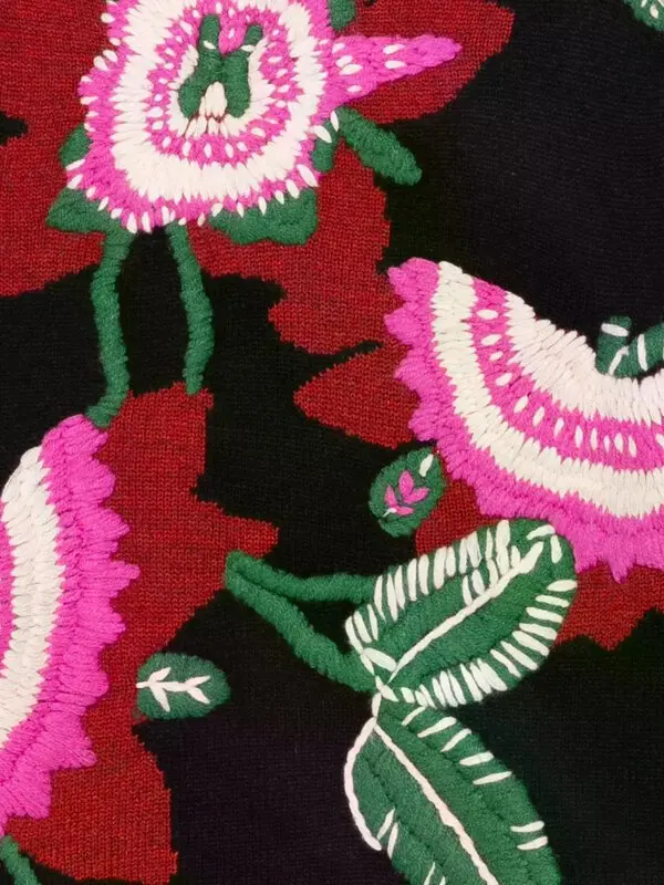 Farm Rio Embroidered High Neck Long Sleeve Sweater