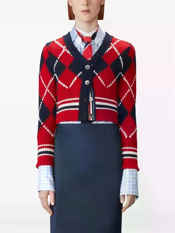 Thom Browne Argyle Merino Wool Cardigan