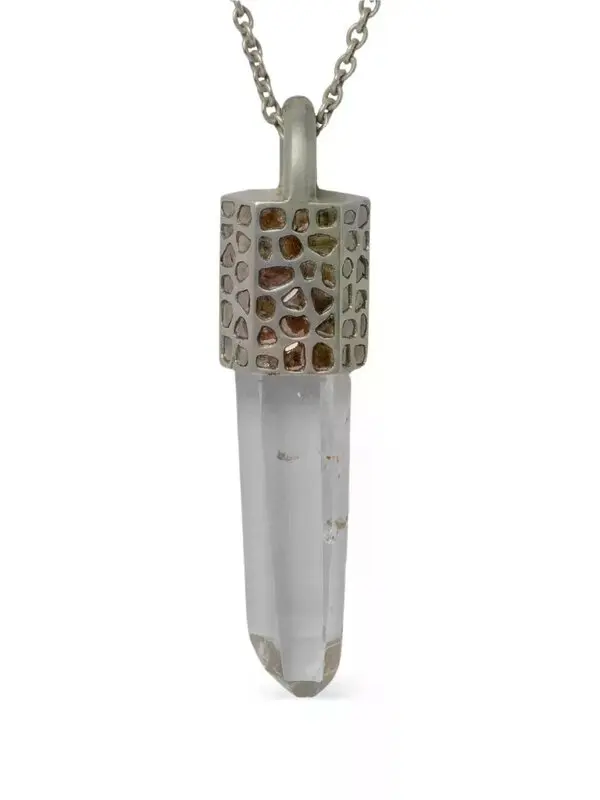 PARTS OF FOUR Pavé Lemurian Quartz Pendant Necklace - Silver