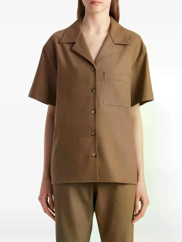 Khaite Short-sleeve Shirt With Chest Pocket - Brown