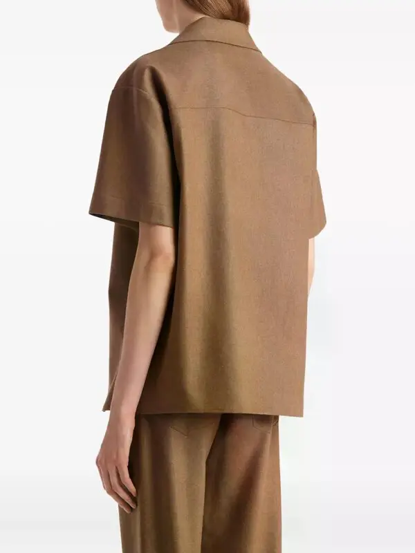 Khaite Short-sleeve Shirt With Chest Pocket - Brown