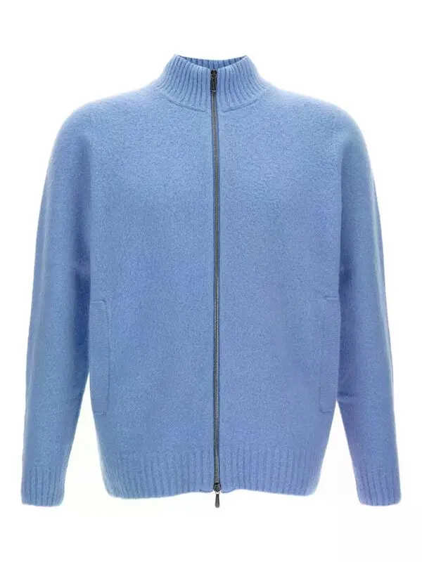 DRUMOHR Zip-front High-neck Sweater - Blue