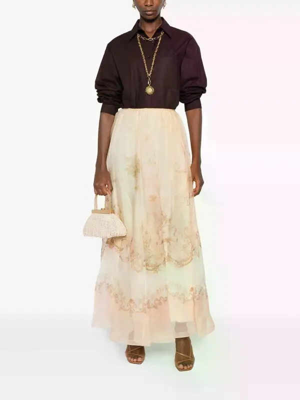 Zimmermann Silk Pleated Maxi Skirt