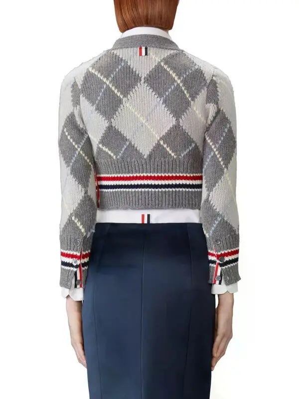 Thom Browne Argyle Intarsia Merino Wool Cardigan