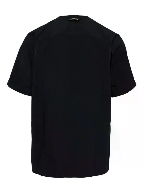 AND WANDER Contrast-stitching Panelled T-shirt - Blue