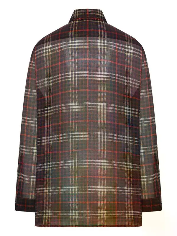 Saint Laurent Plaid Silk Blouse With Tie Detail