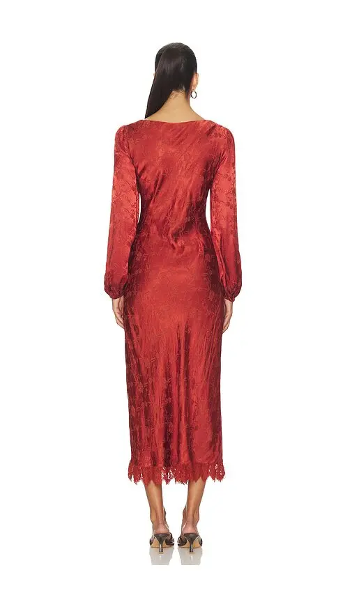 Astr The Label Ilaria Brocade Dress With Lace Trim